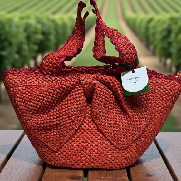 kate spade | Bags | Kate Spade X Target Collab Orange Fuscia Woven Tote ...